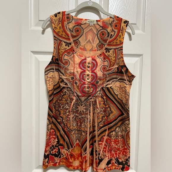 ONE WORLD | Tops | One World Orange Paisley Top | Poshmark